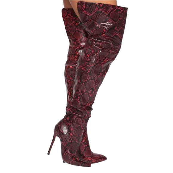 Fashion Nova | Shoes | Fashion Nova Thigh High Snake Skin Boots | Poshmark